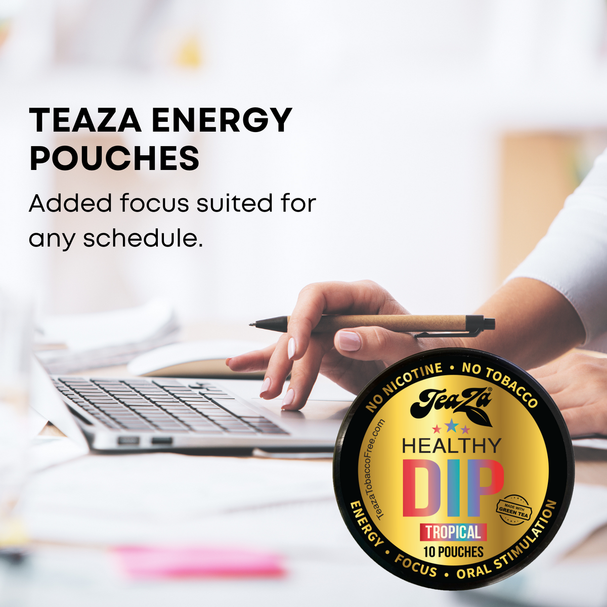 TeaZa Tropical Energy – Nicotine-Free Herbal Pouches - Teaza Energy